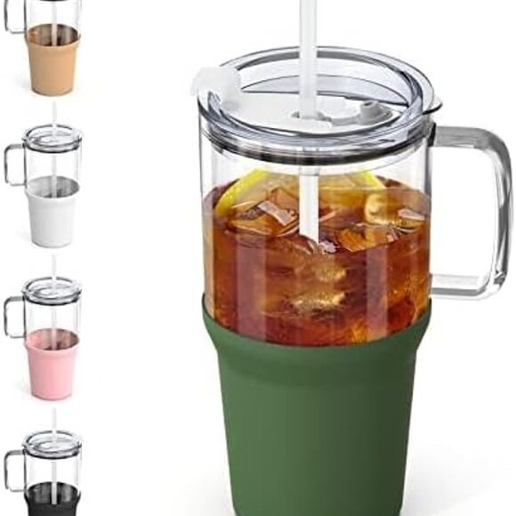 Dining | New 32 Oz Glass Tumbler With Handle Glass Water Bottles With ...